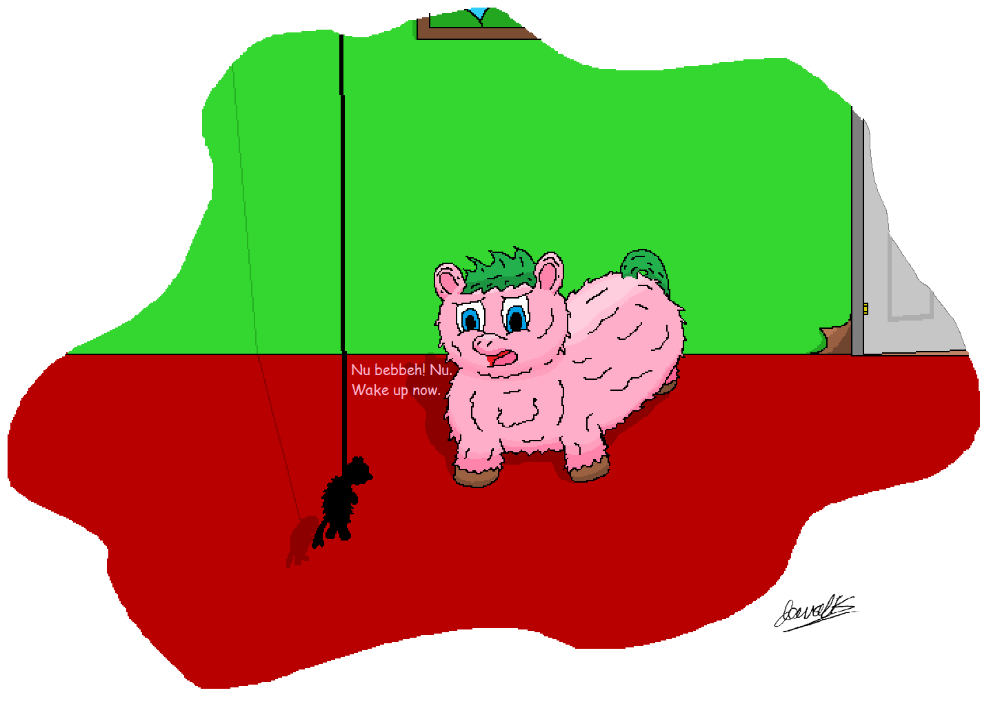 #521982 - grimdark, artist:roufe, fluffy pony, fluffy pony foal, fluffy pony grimdark, fluffy ...