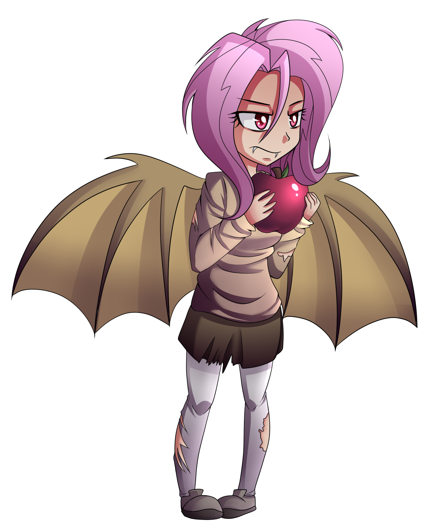 #523930 - safe, artist:drawntildawn, fluttershy, bat pony, human, bats ...