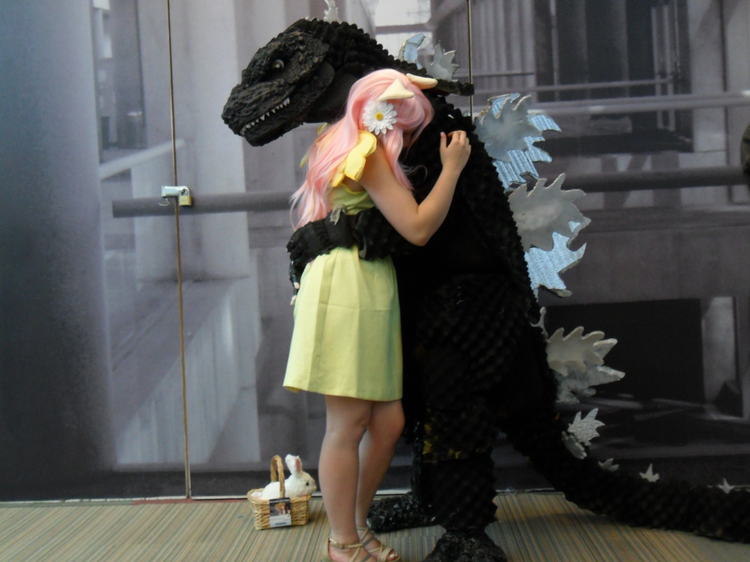 #512722 - safe, artist:chinoxx, fluttershy, human, kaiju, convention ...