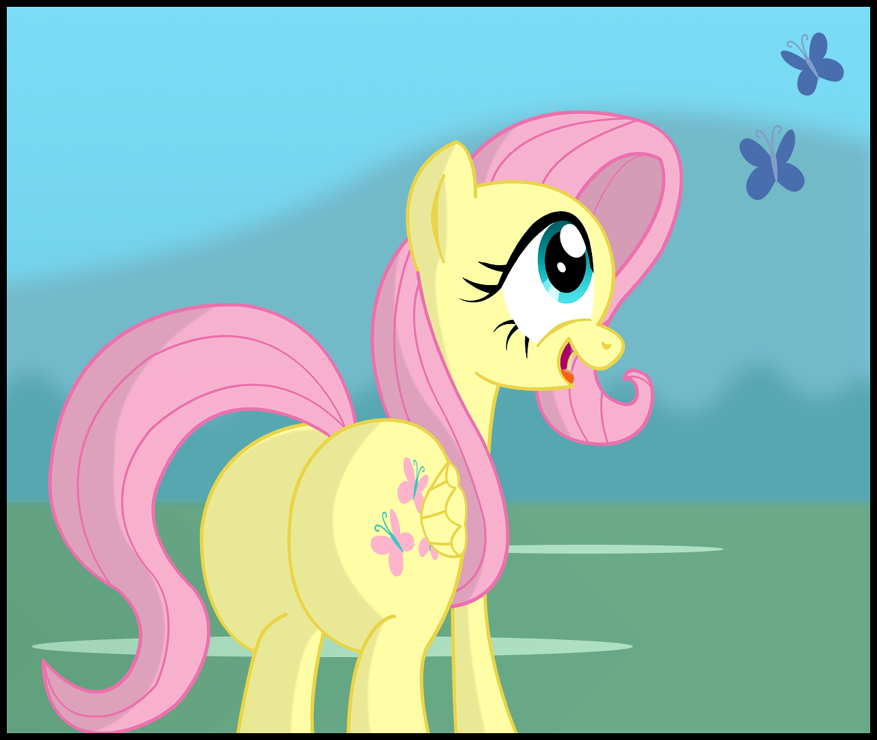 #517941 - safe, artist:optica, fluttershy, butterfly, pegasus, pony, g4 ...