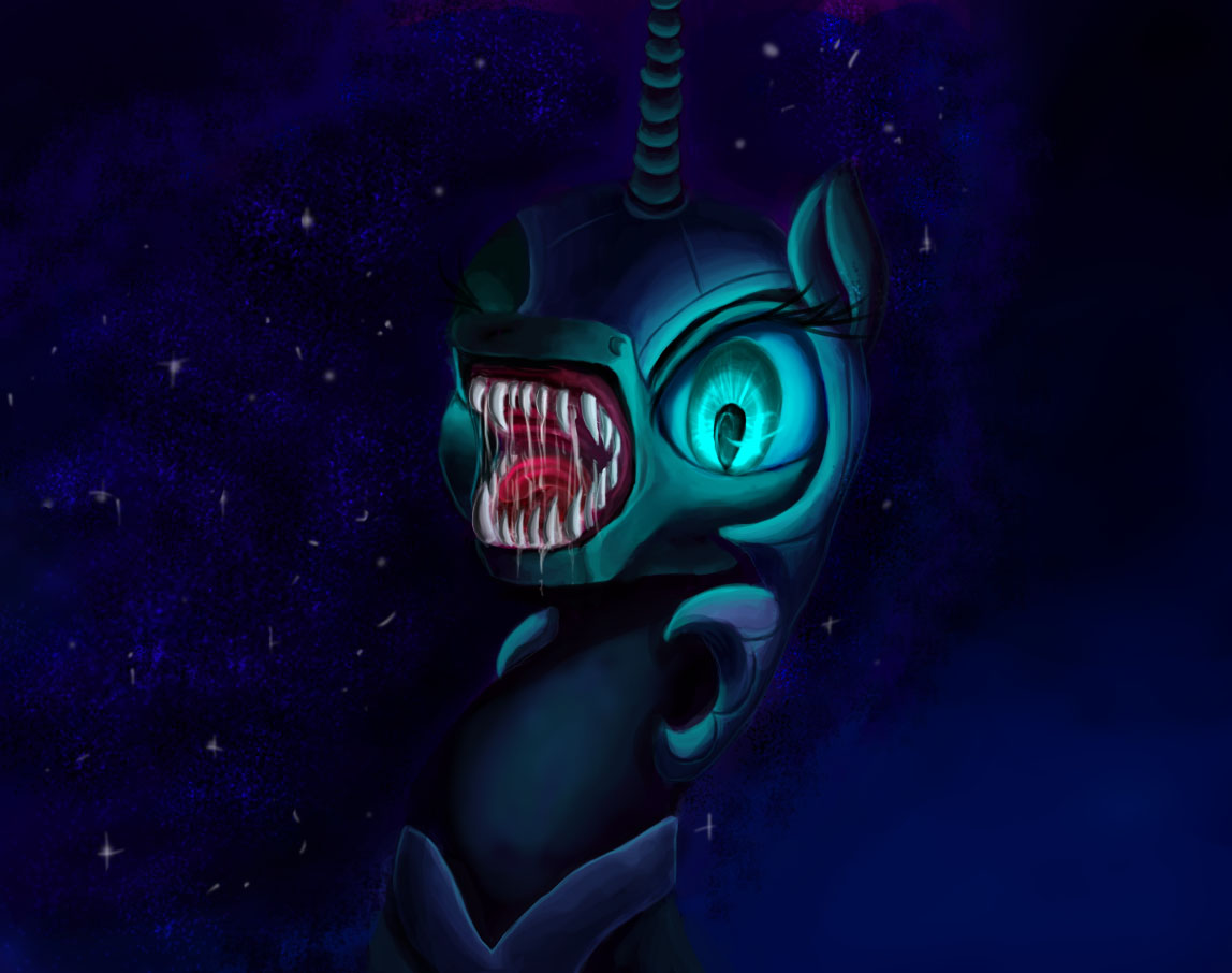 #755733 - semi-grimdark, artist:aschenstern, nightmare moon, g4, drool ...