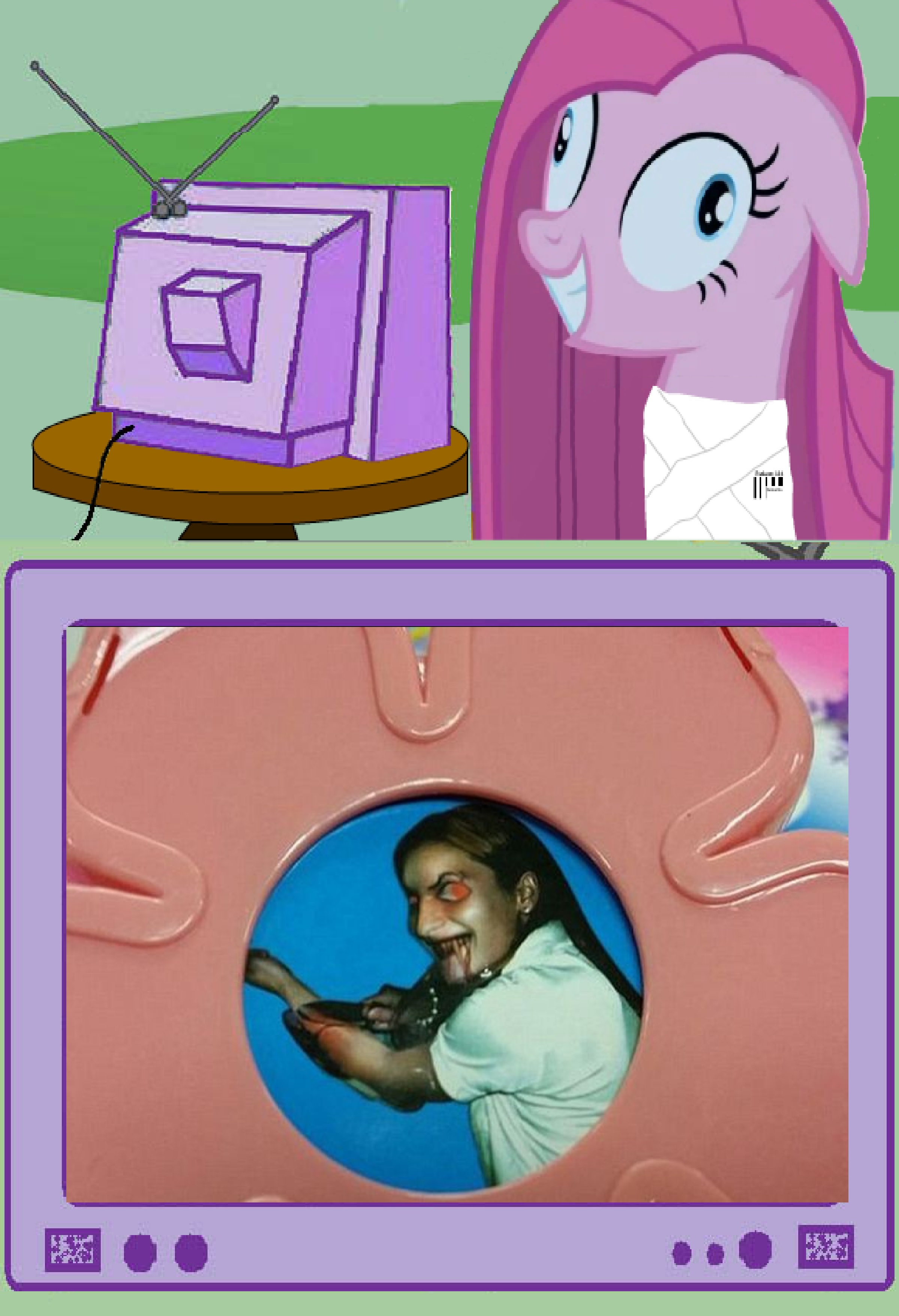 #763533 - grimdark, pinkie pie, bootleg, demonic, evil wand, evilstick ...