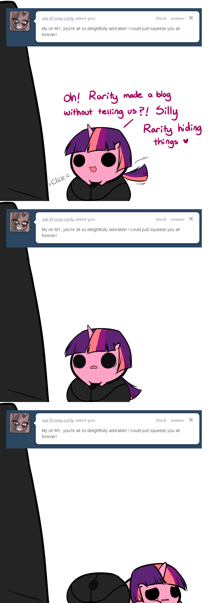 #764511 - questionable, artist:pekou, rarity, twilight sparkle, ask my ...