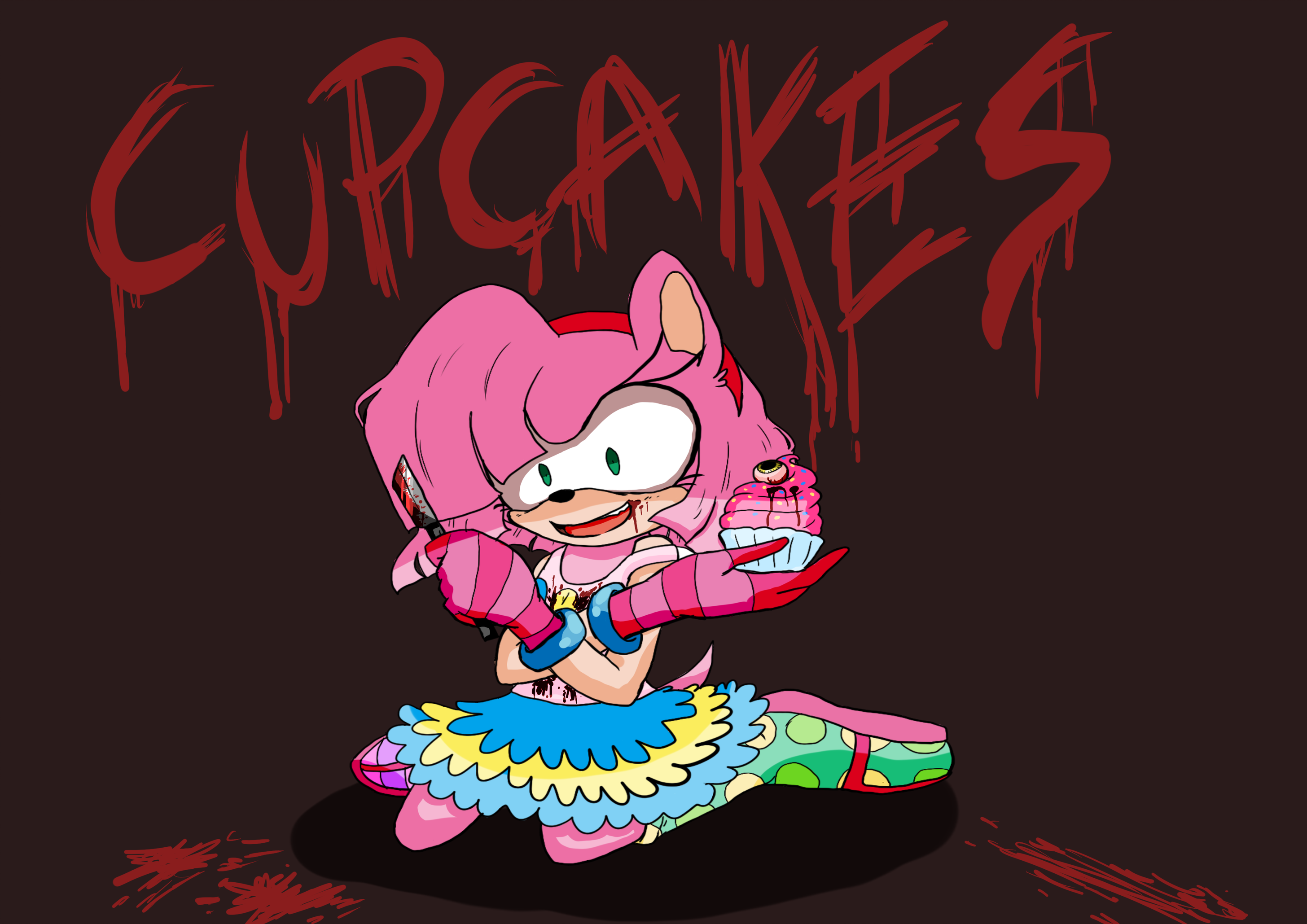 #766246 - grimdark, artist:yukidog674, fanfic:cupcakes, amy rose, blood ...