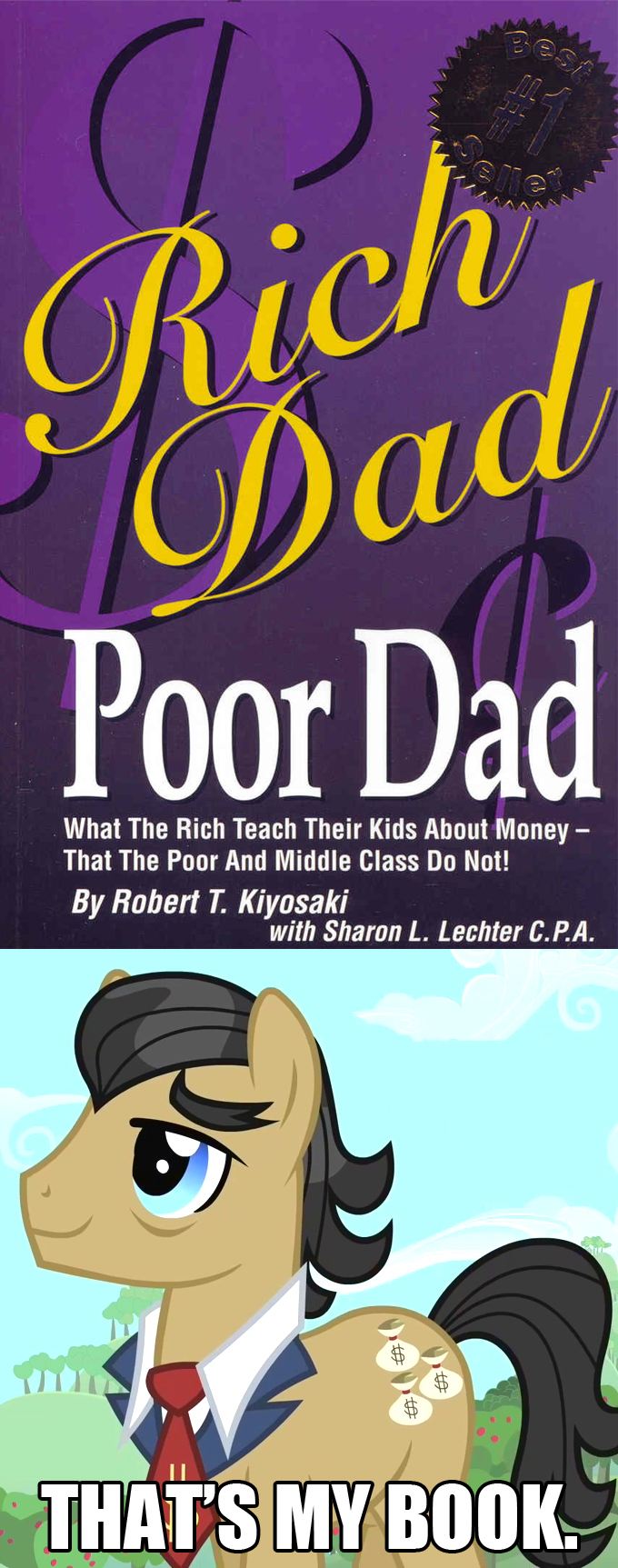 #774571 - safe, filthy rich, g4, book, meme, obligatory pony, rich dad ...