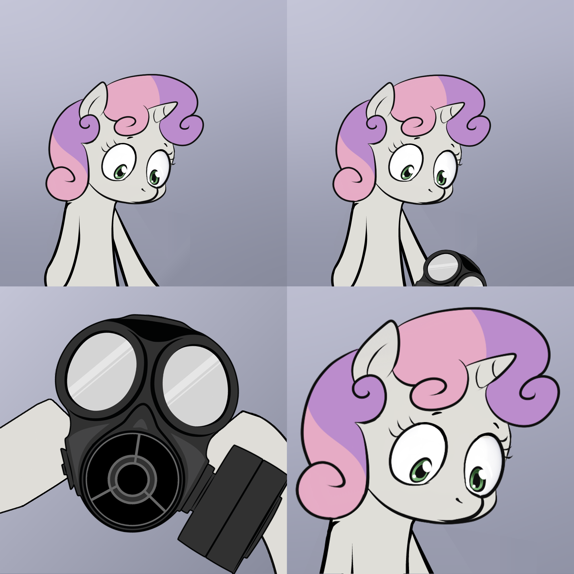#776801 - safe, sweetie belle, g4, exploitable meme, gas mask, high res ...