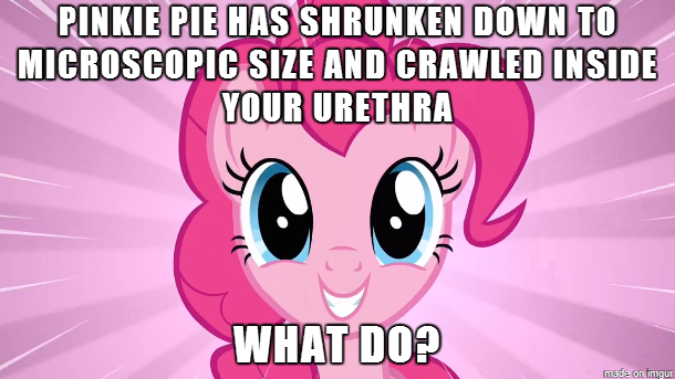 #795705 - suggestive, pinkie pie, earth pony, pony, caption, female ...