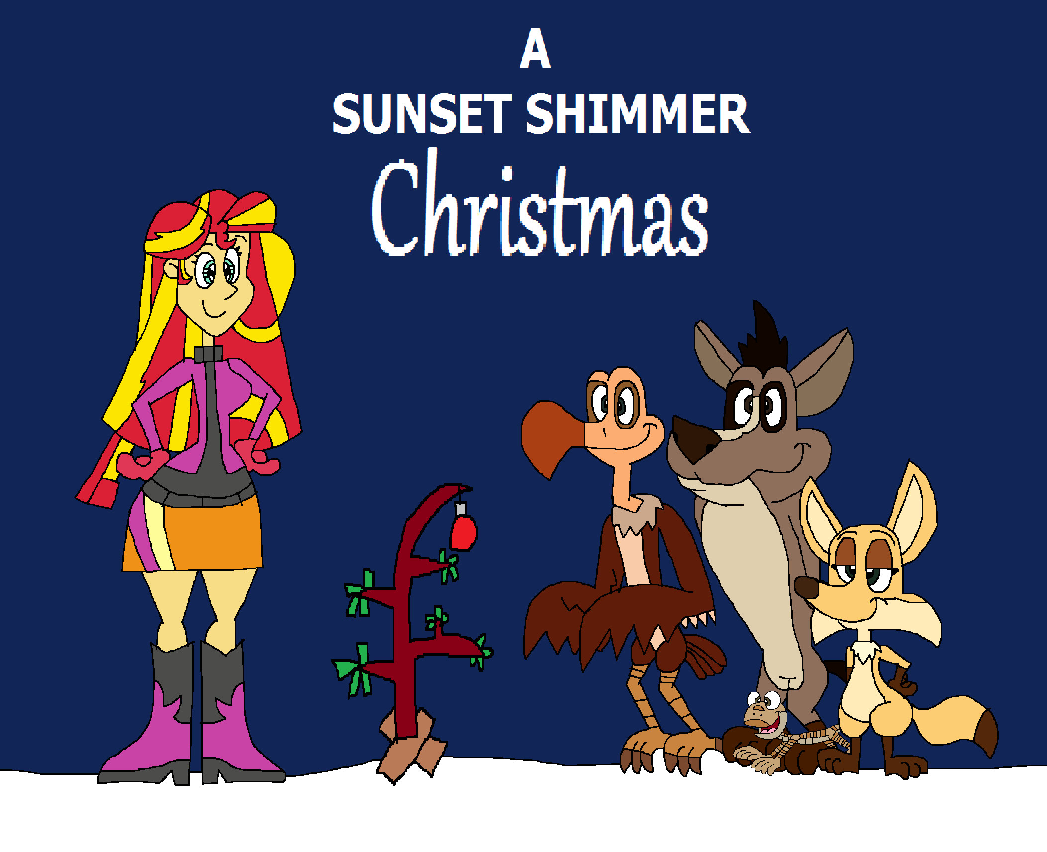 #780877 - safe, artist:hunterxcolleen, sunset shimmer, bird, fennec fox ...