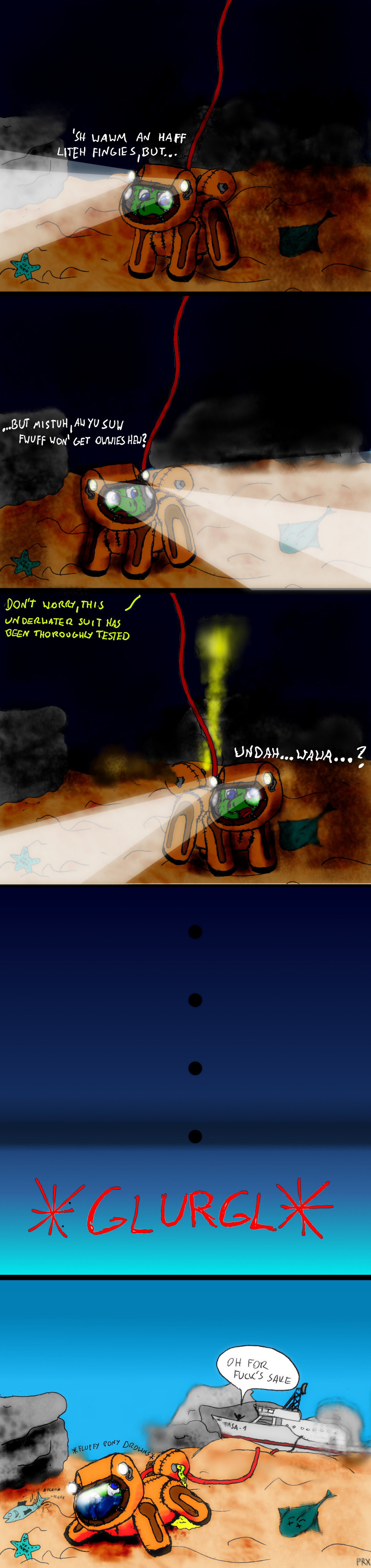 #548782 - grimdark, artist:proxima, fish, flounder, fluffy pony ...