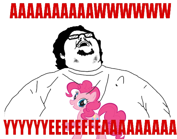 #550329 - safe, pinkie pie, aw yeah, brony, euphoric, fat, meme, neckbeard, rage face, reaction ...