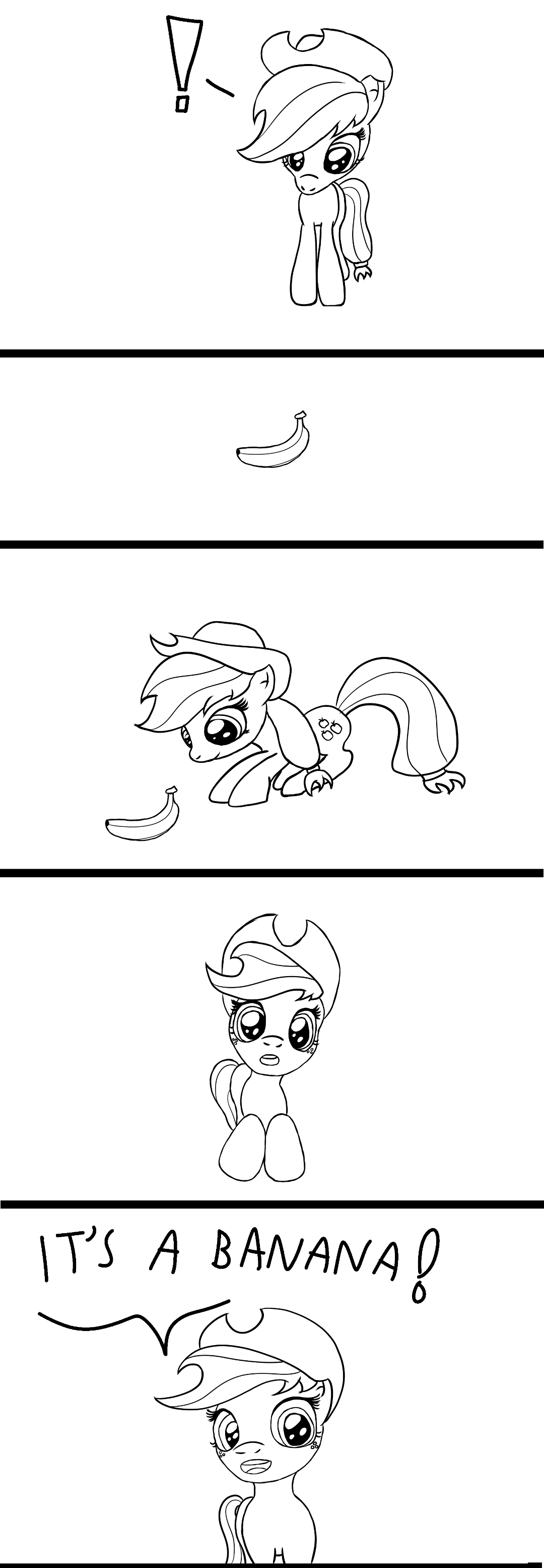 #555145 - safe, applejack, g4, banana, comic - Derpibooru