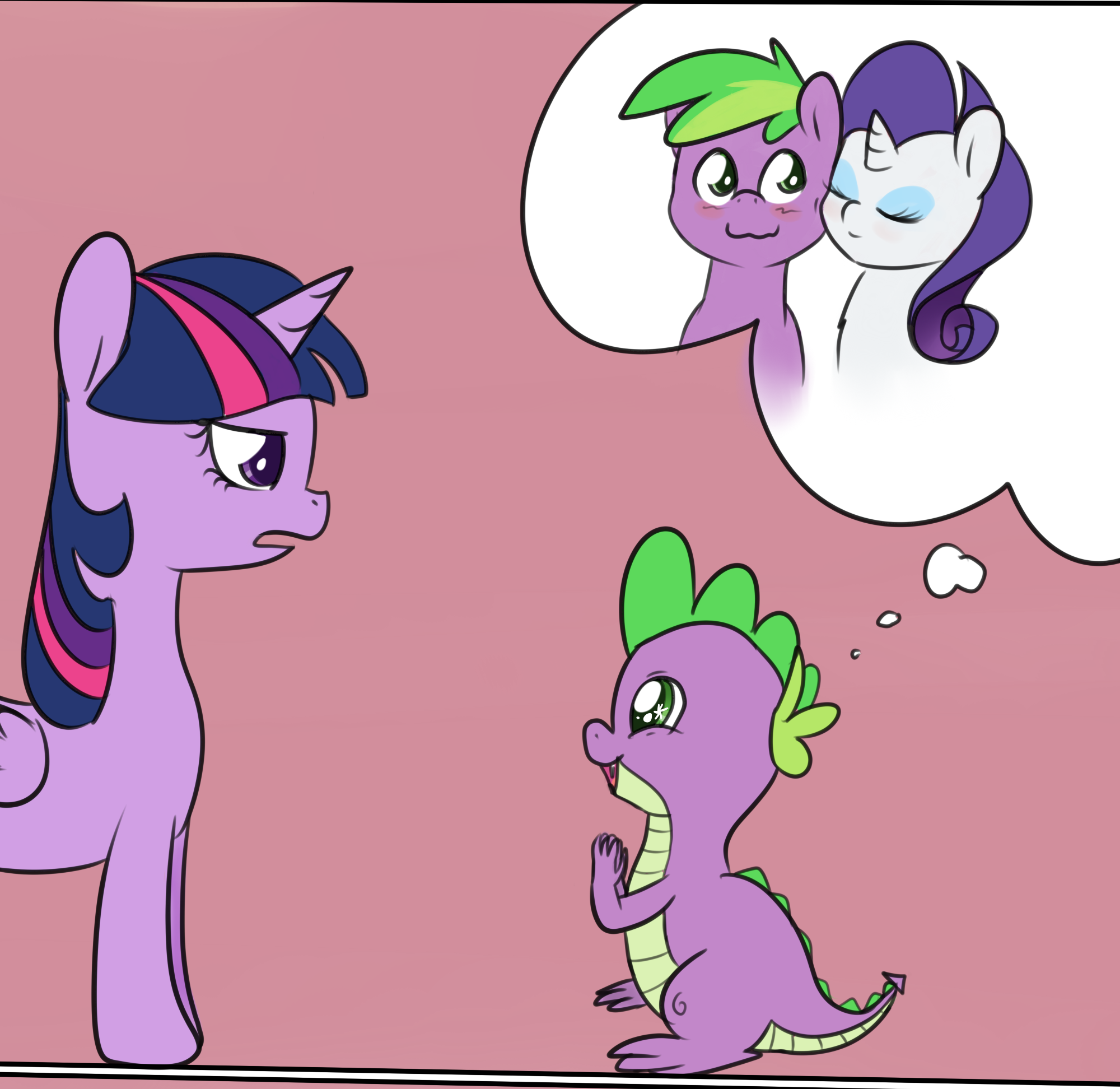 #583303 - safe, artist:chiweee, edit, rarity, spike, twilight sparkle ...