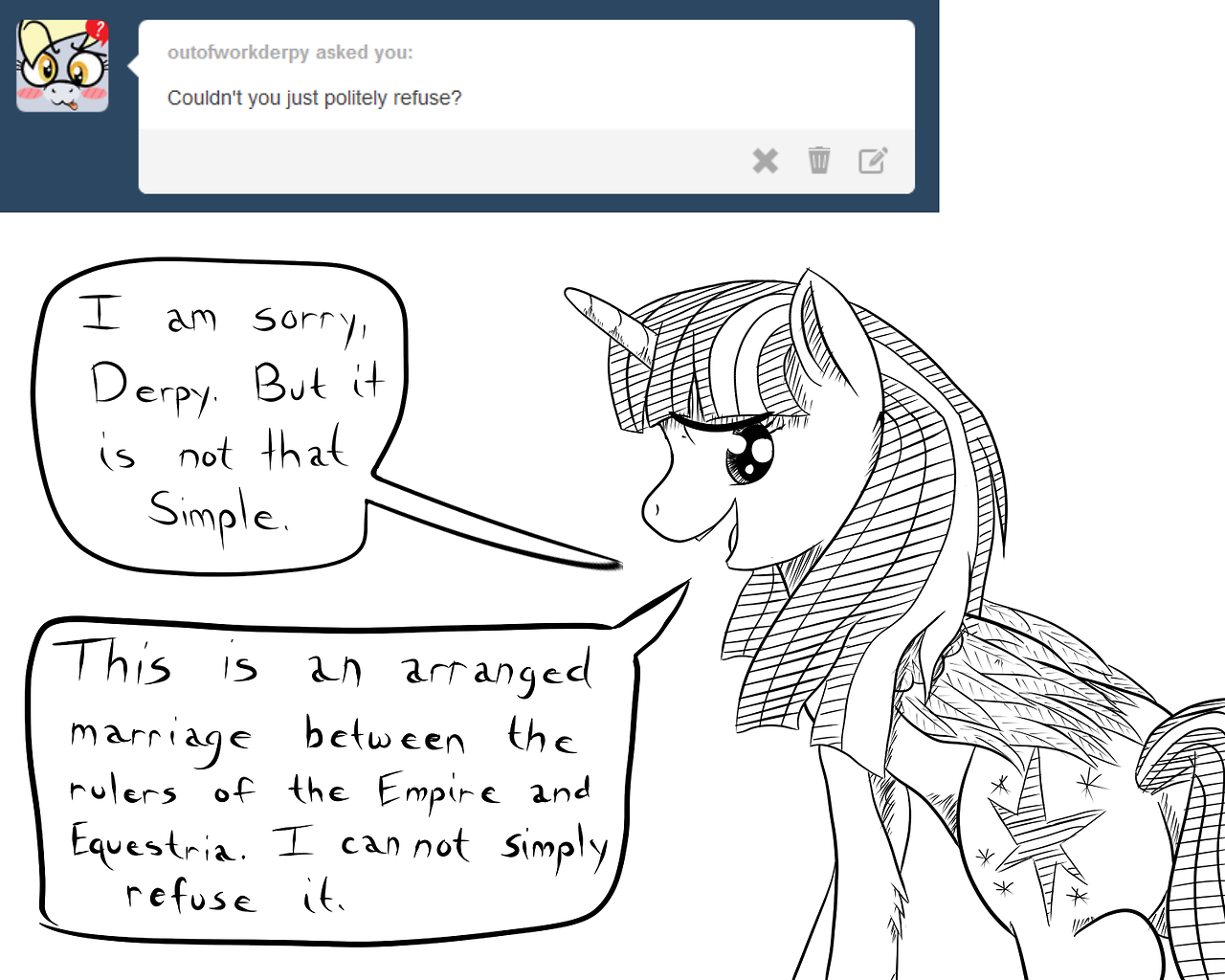 #590411 - safe, artist:m_d_quill, twilight sparkle, alicorn, pony, ask ...