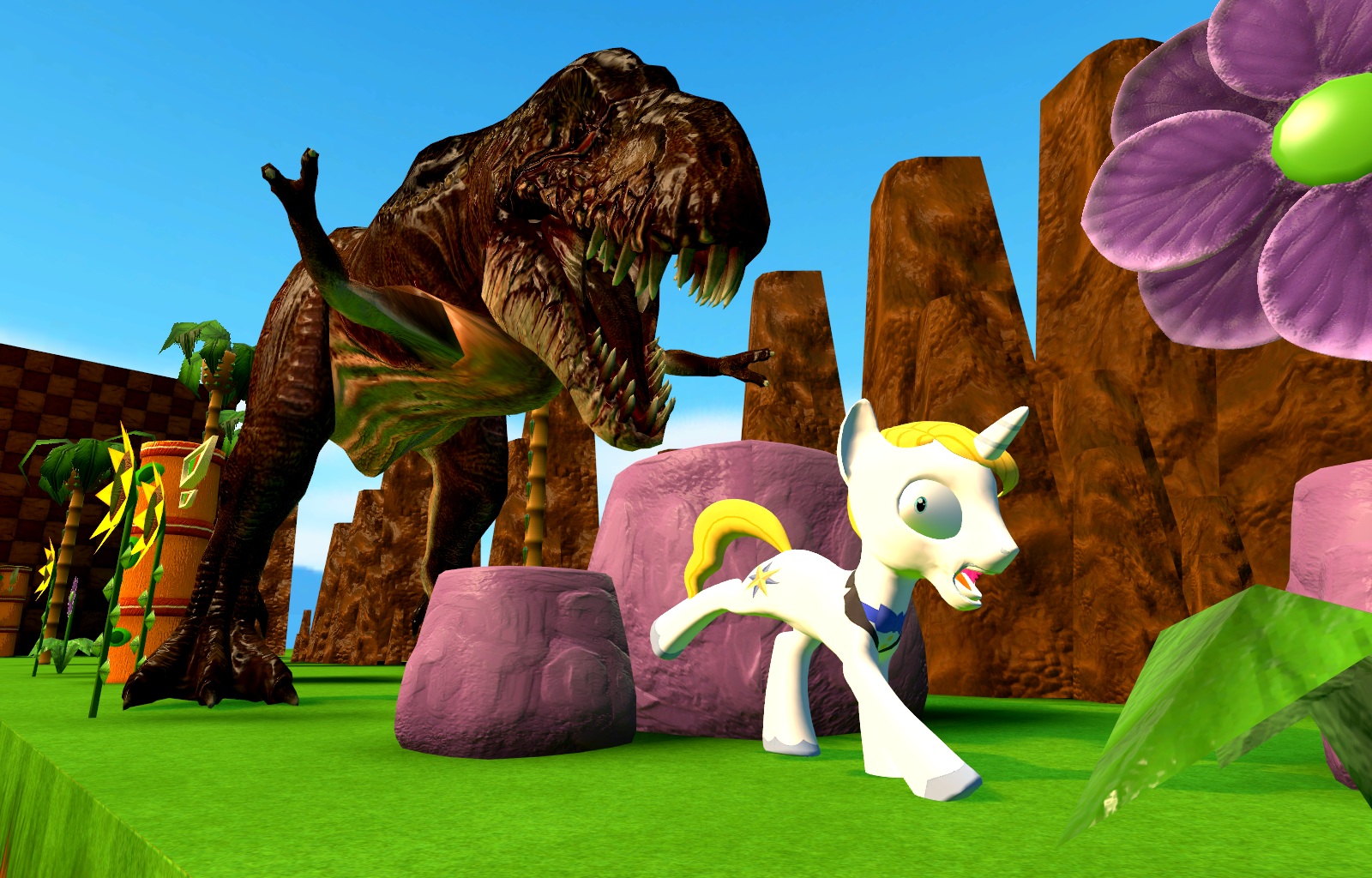 #599341 - safe, artist:viranimation, prince blueblood, dinosaur ...