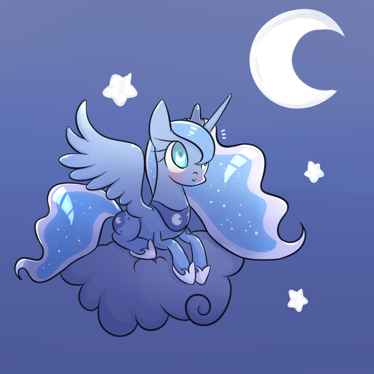 #601938 - safe, artist:joycall6, princess luna, g4, cloud, cute, female ...