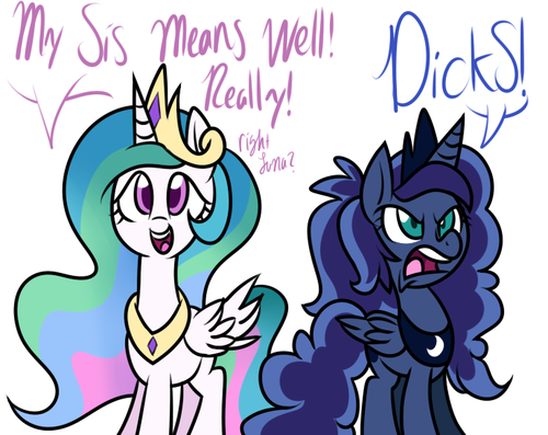 603814 Safe Artistphp92 Princess Celestia Princess Luna Angry Dialogue Vulgar Derpibooru