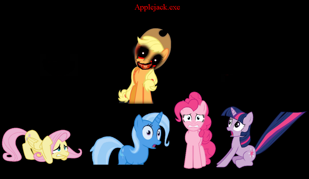 #590956 - applejack, corrupted, creepy, creepypasta, fluttershy ...