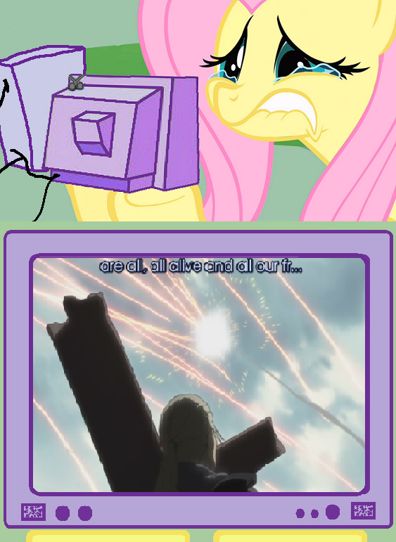 #606327 - safe, fluttershy, batou, exploitable meme, explosion ...