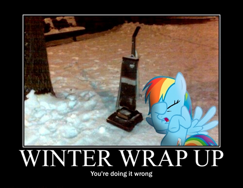 #607289 - safe, rainbow dash, g4, winter wrap up, demotivational poster ...