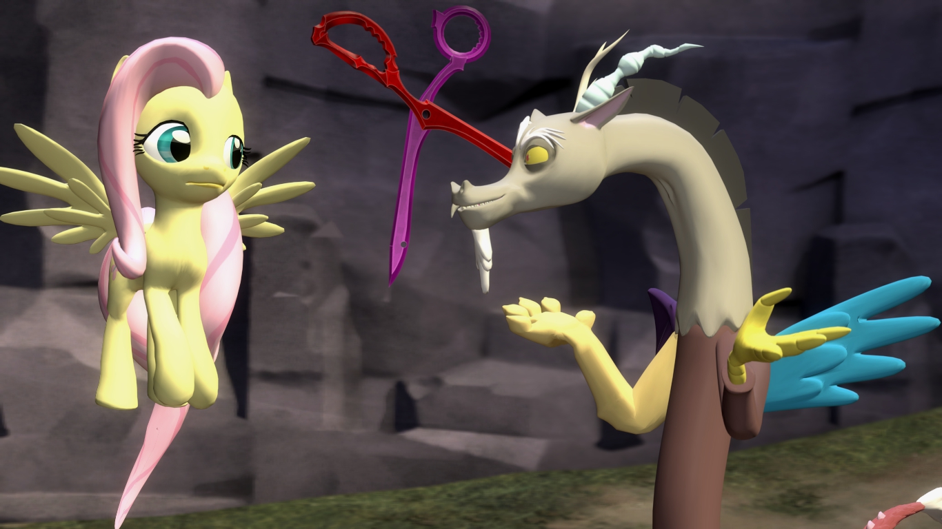 #622696 - safe, artist:fezwearingdoctor, discord, fluttershy, 3d, gmod ...