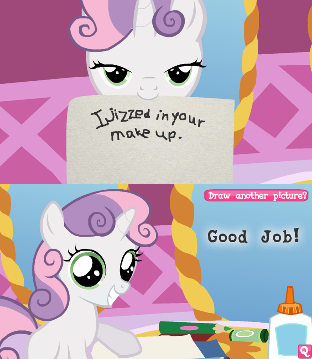 #629938 - suggestive, sweetie belle, pony, unicorn, approved, bedroom ...