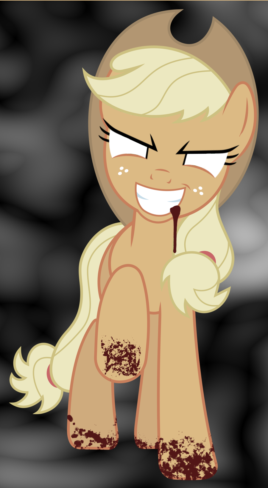 #637725 - grimdark, artist:tripp_hammer, applejack, blood, creepy ...