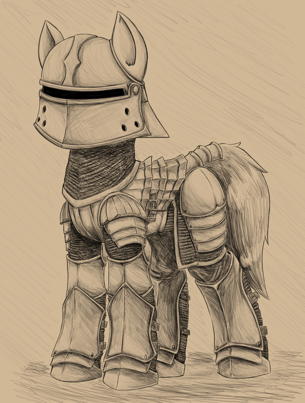 #617718 - safe, artist:otakuap, armor, grayscale, monochrome, solo ...