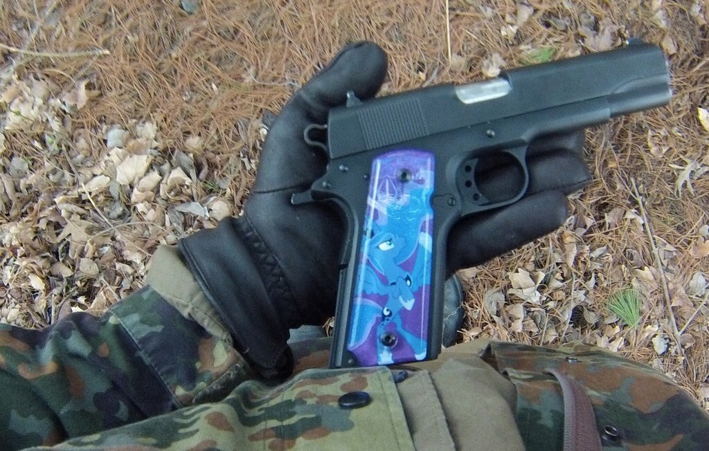 #620163 - safe, princess luna, colt 1911a1, gun, irl, photo, pistol ...
