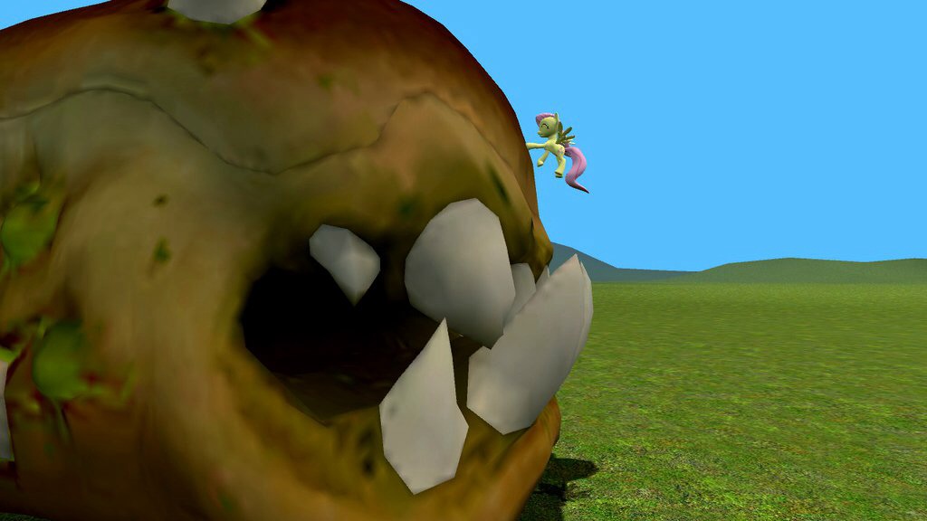 #658095 - safe, fluttershy, g4, 3d, bread monster, gmod, love & war ...