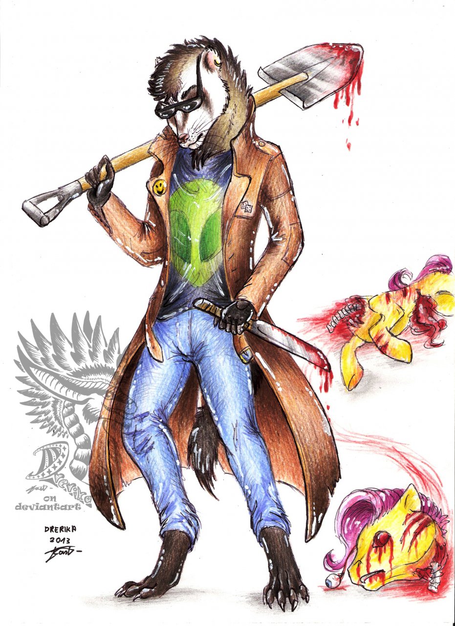 #644389 - grimdark, grotesque, artist:drerika, pony, blood, clothes ...