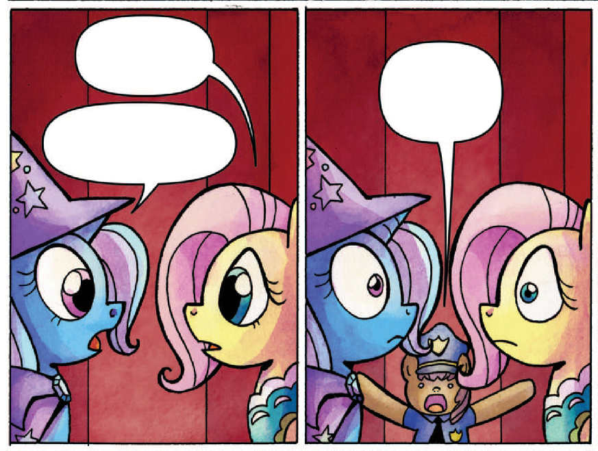 #676095 - safe, fluttershy, trixie, idw, exploitable, police officer ...