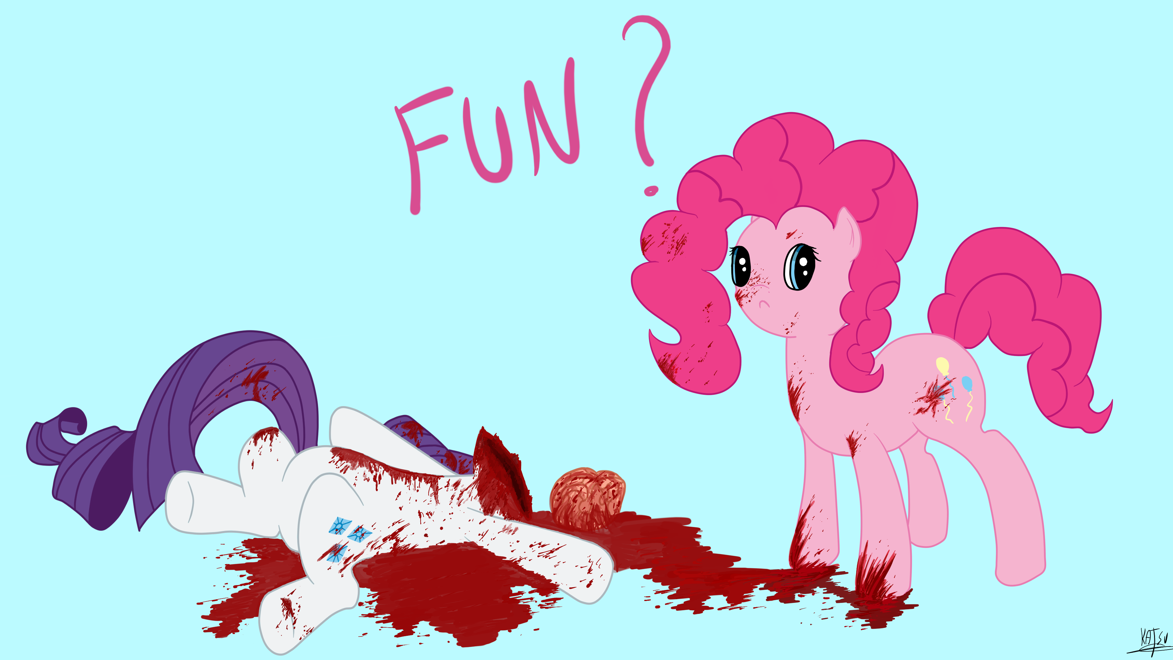 #676546 - grimdark, grotesque, pinkie pie, rarity, pony, g4, blood ...