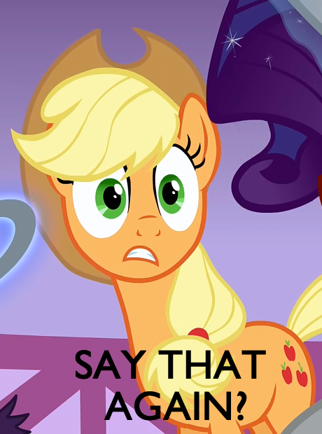 #686400 - safe, screencap, applejack, rarity, g4, image macro, meme ...