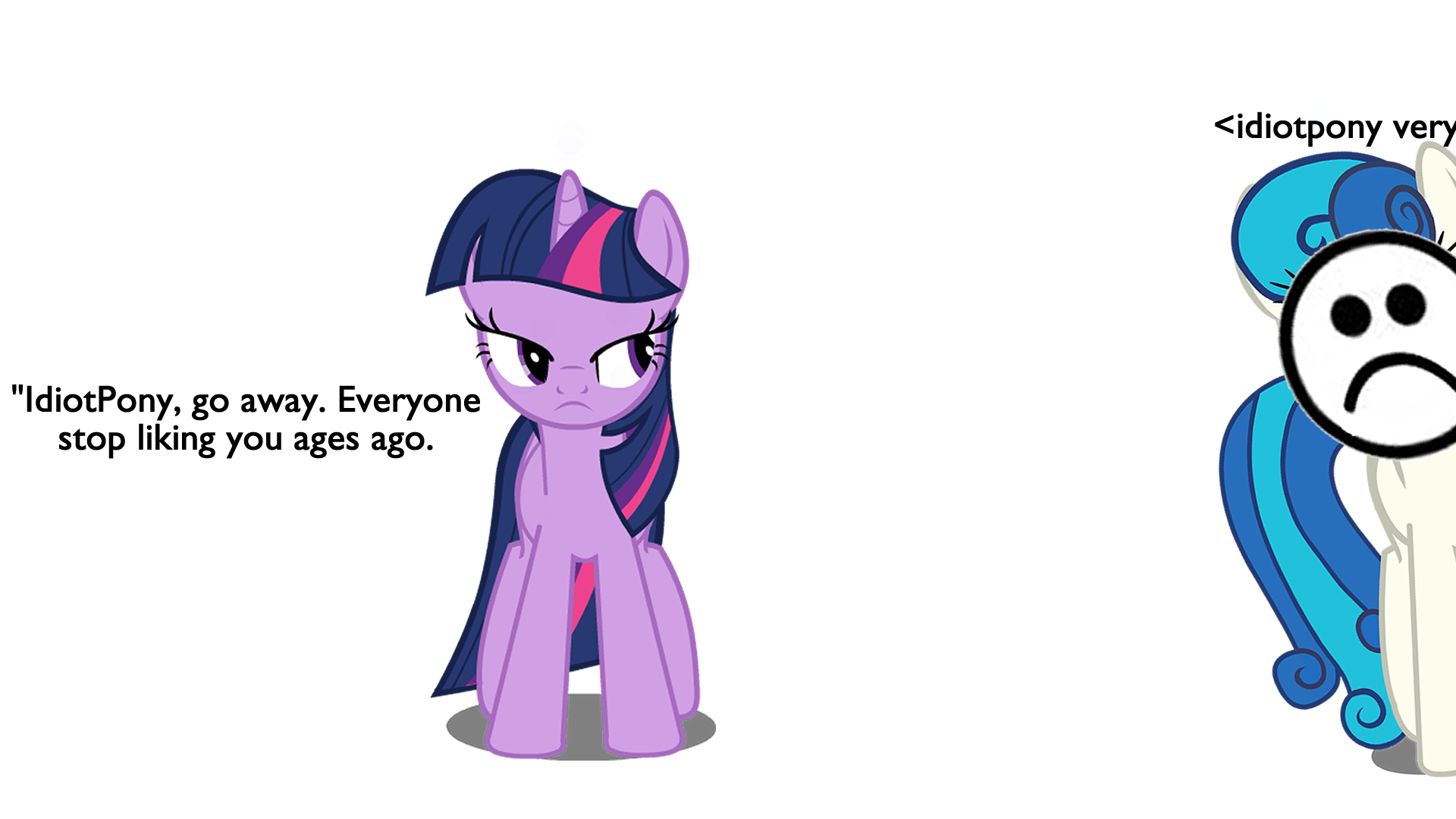 #687861 - safe, twilight sparkle, idiot pony, simple background, text ...