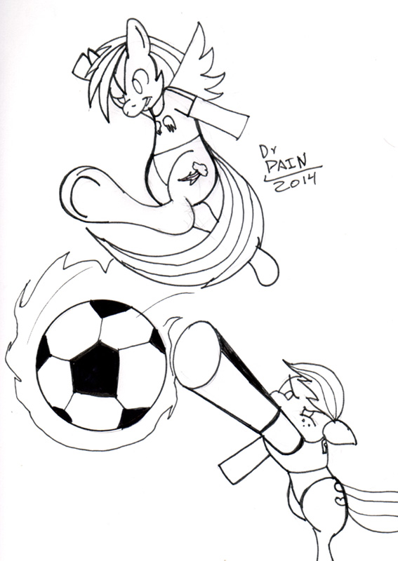 #668121 - safe, artist:drpain, applejack, rainbow dash, football ...