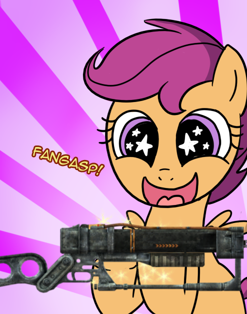 #696039 - safe, scootaloo, energy weapon, exploitable meme, fallout ...
