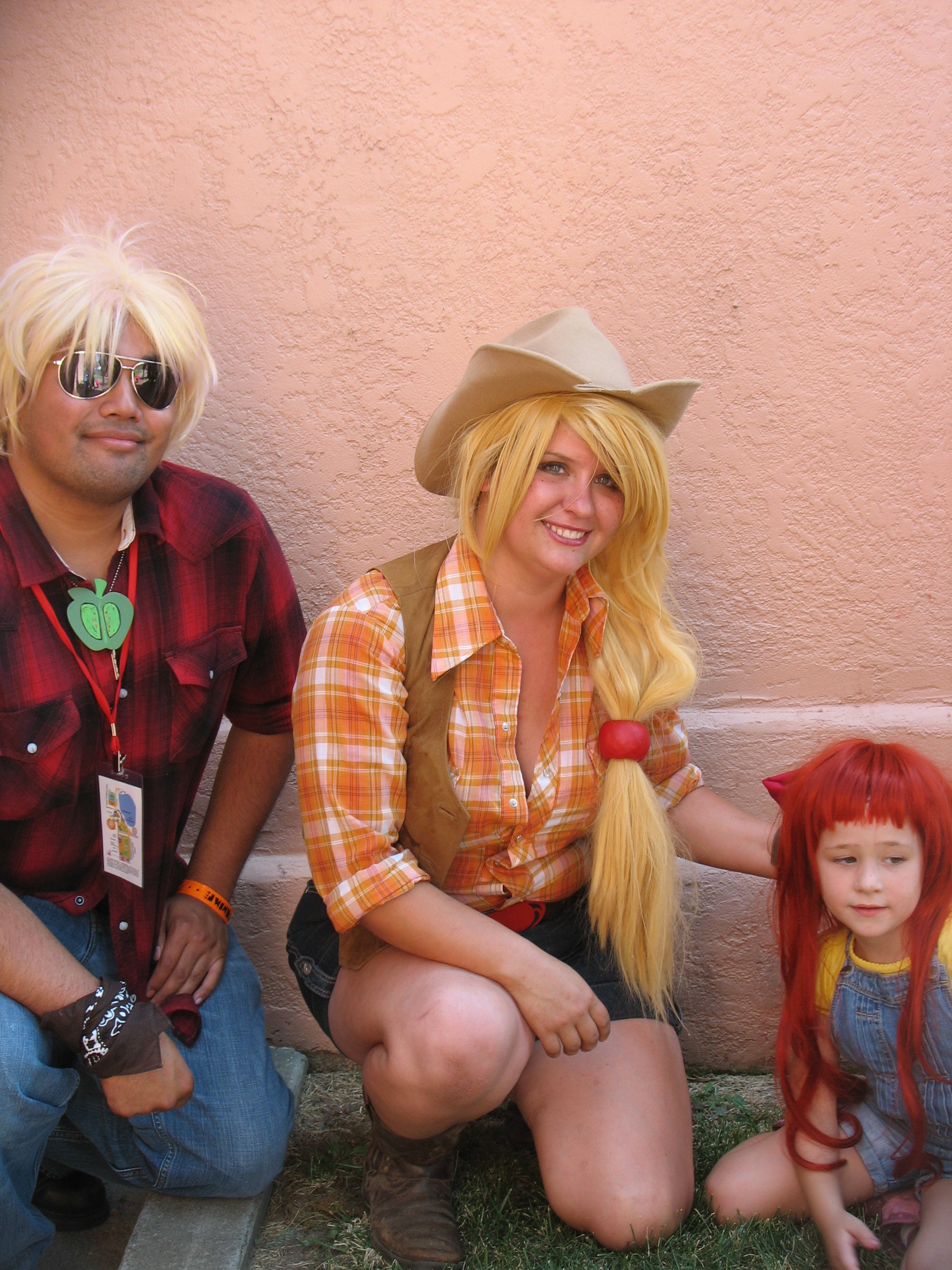 #706804 - safe, apple bloom, applejack, big macintosh, human, cosplay ...