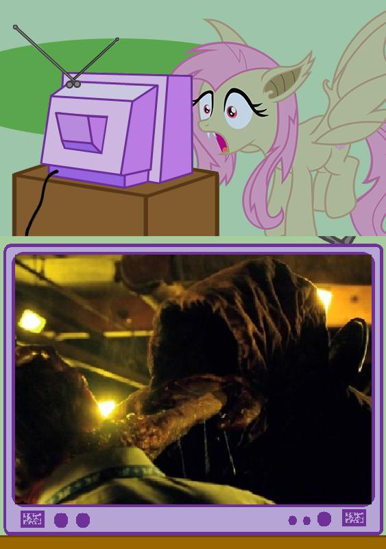 #721137 - semi-grimdark, fluttershy, g4, exploitable meme, flutterbat ...