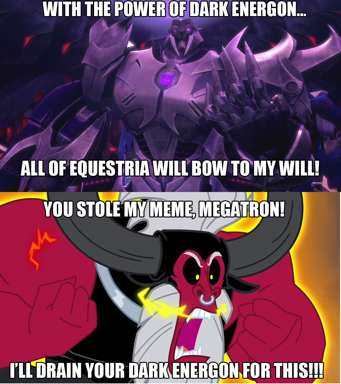 #726276 - safe, lord tirek, dark energon, everyone steals tirek's meme, exploitable meme ...