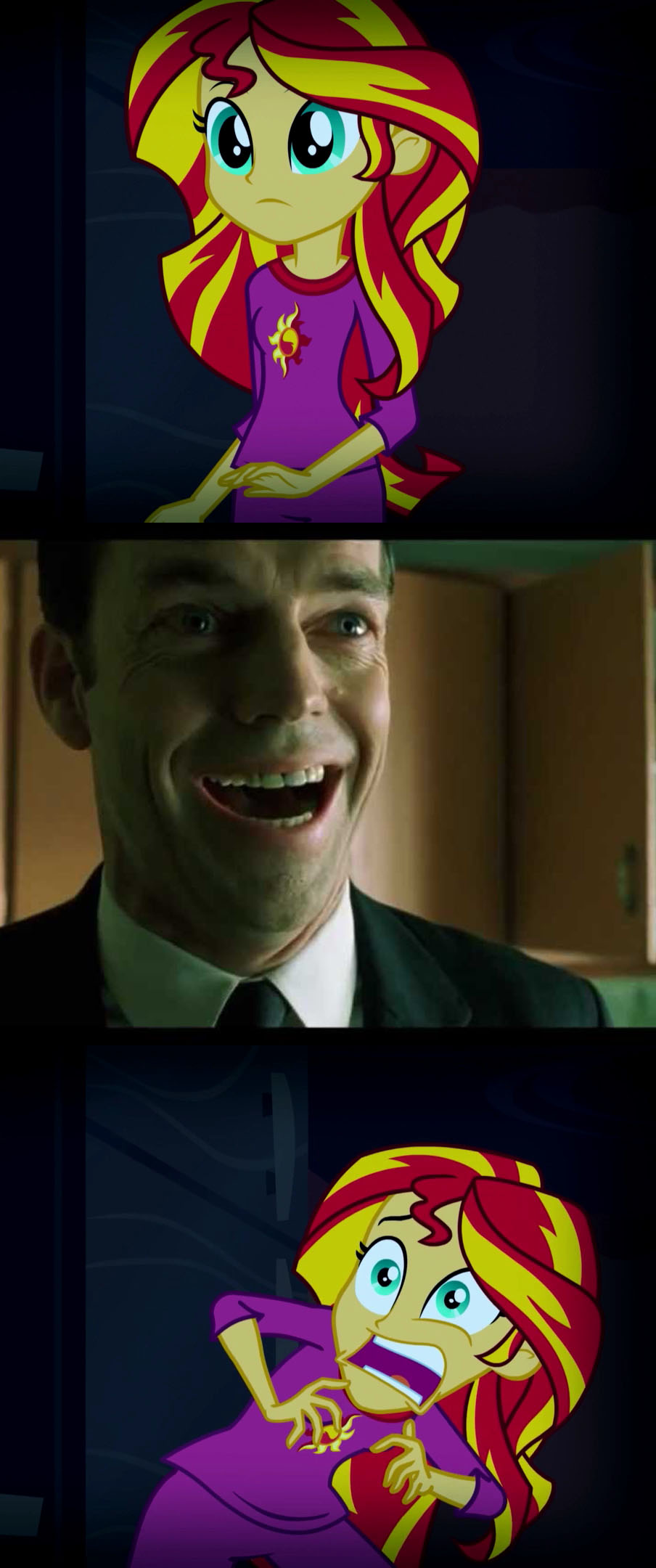 #805611 - safe, sunset shimmer, equestria girls, g4, agent smith, evil ...