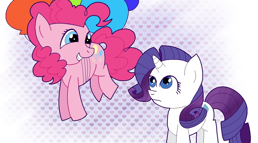 #1014280 - safe, artist:rainbow2oda, pinkie pie, rarity, balloon ...