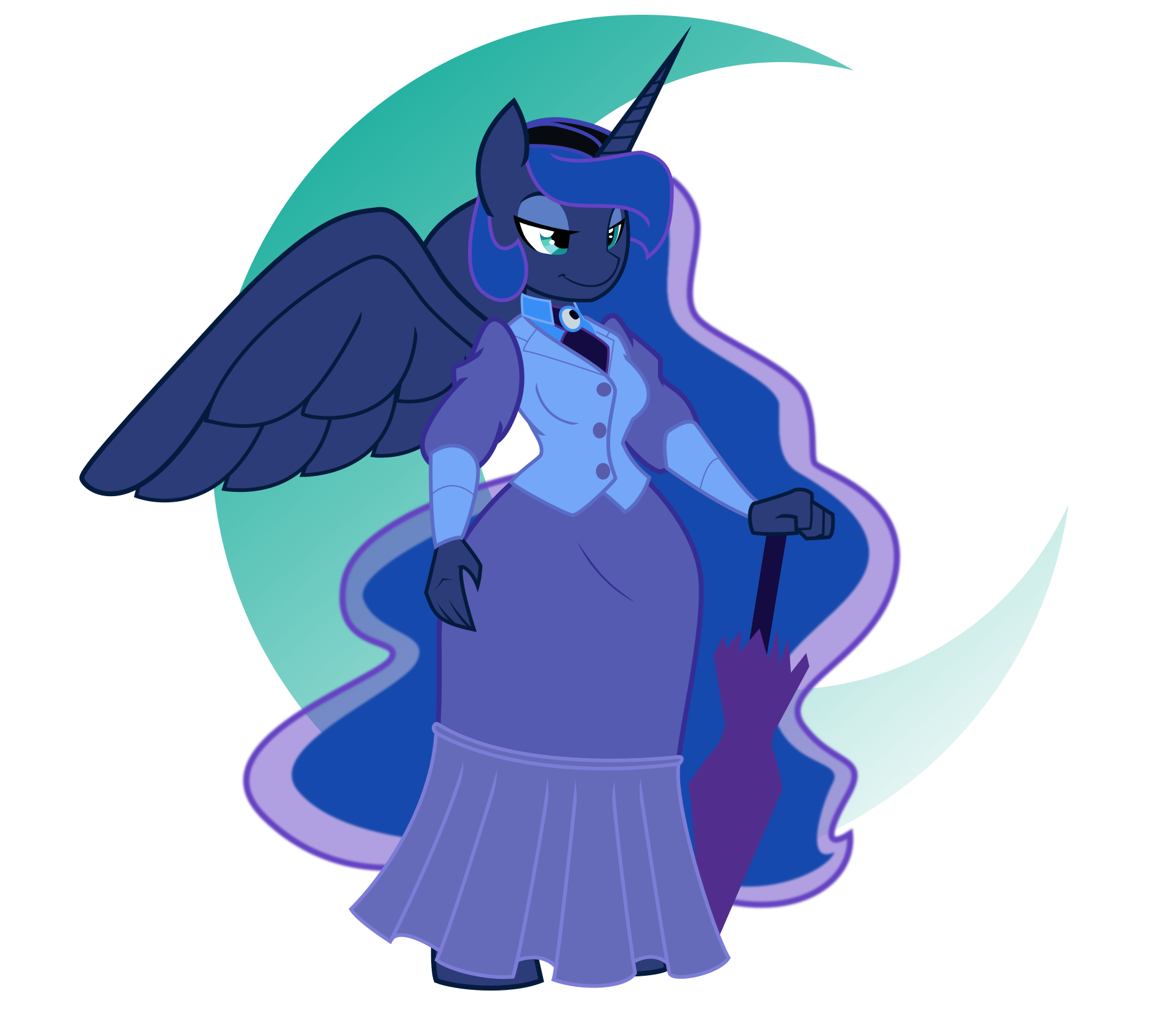 #1042437 - safe, artist:rubbermage, princess luna, anthro, unguligrade ...