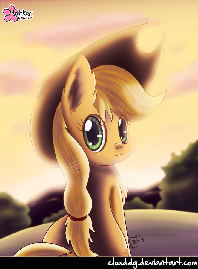 #1045013 - safe, artist:clouddg, applejack, female, looking back ...