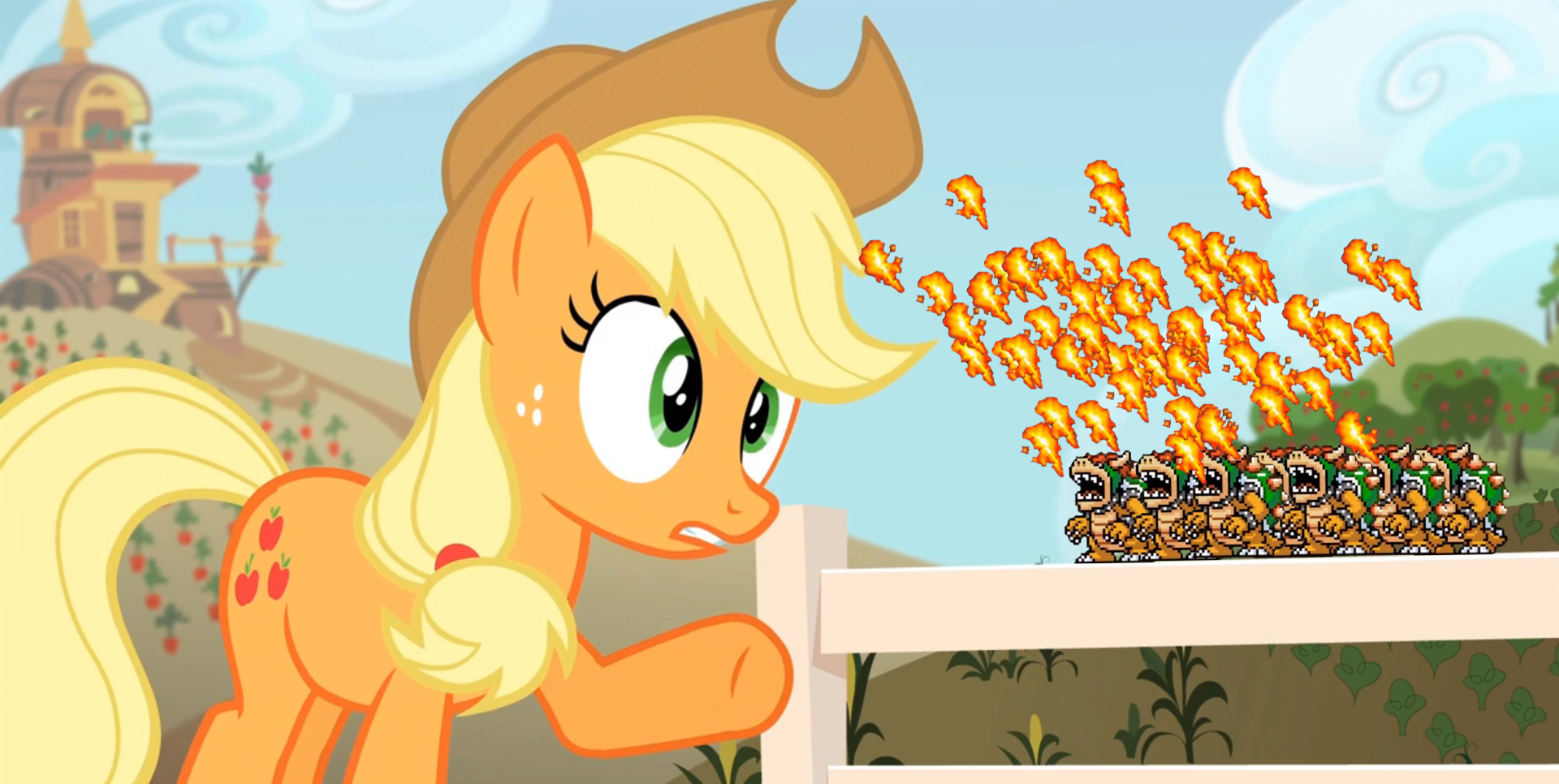 #1054899 - safe, screencap, applejack, g4, bowser, crossover, female ...