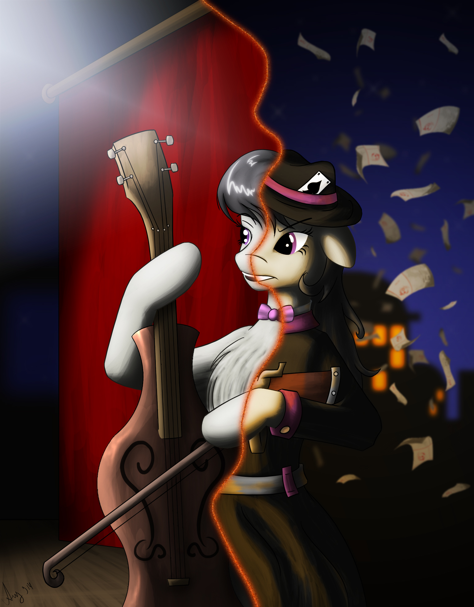 #819553 - safe, artist:rainihorn, octavia melody, g4, cello, clothes ...