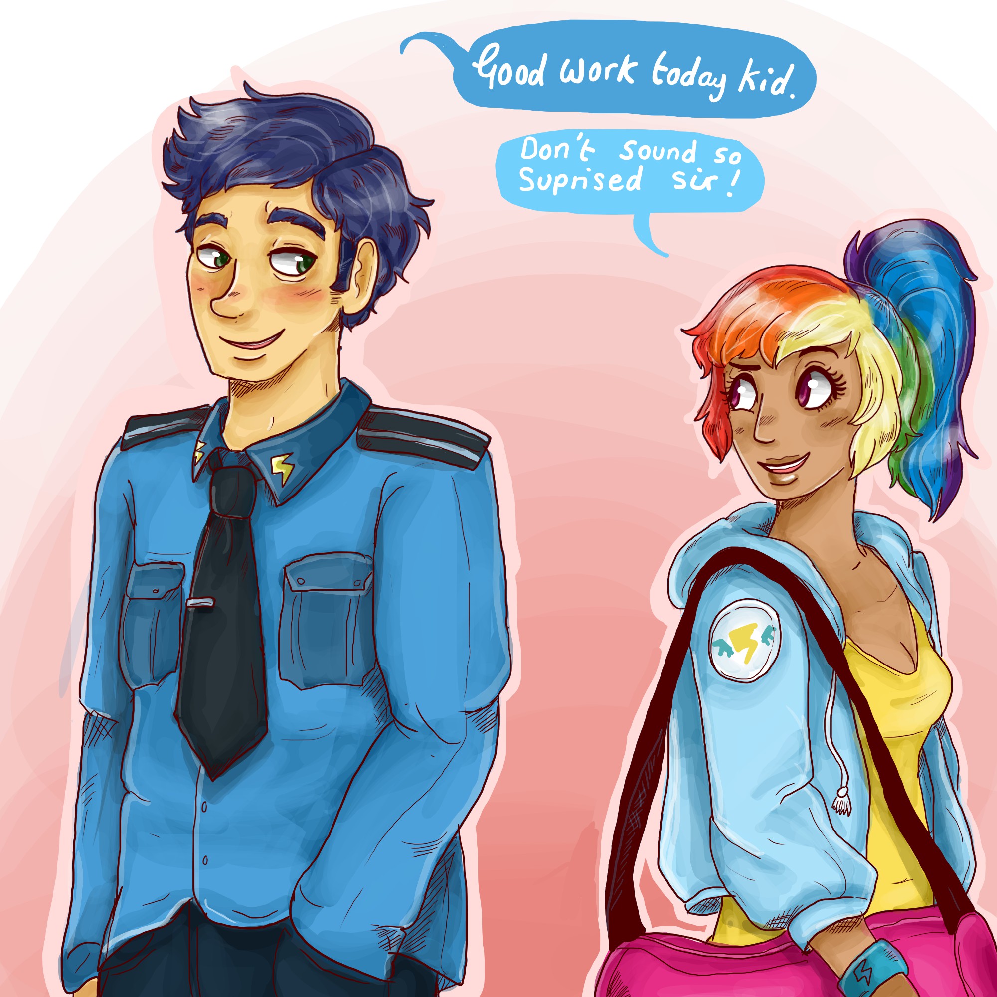 #840187 - safe, artist:superlucky13, rainbow dash, soarin', human ...
