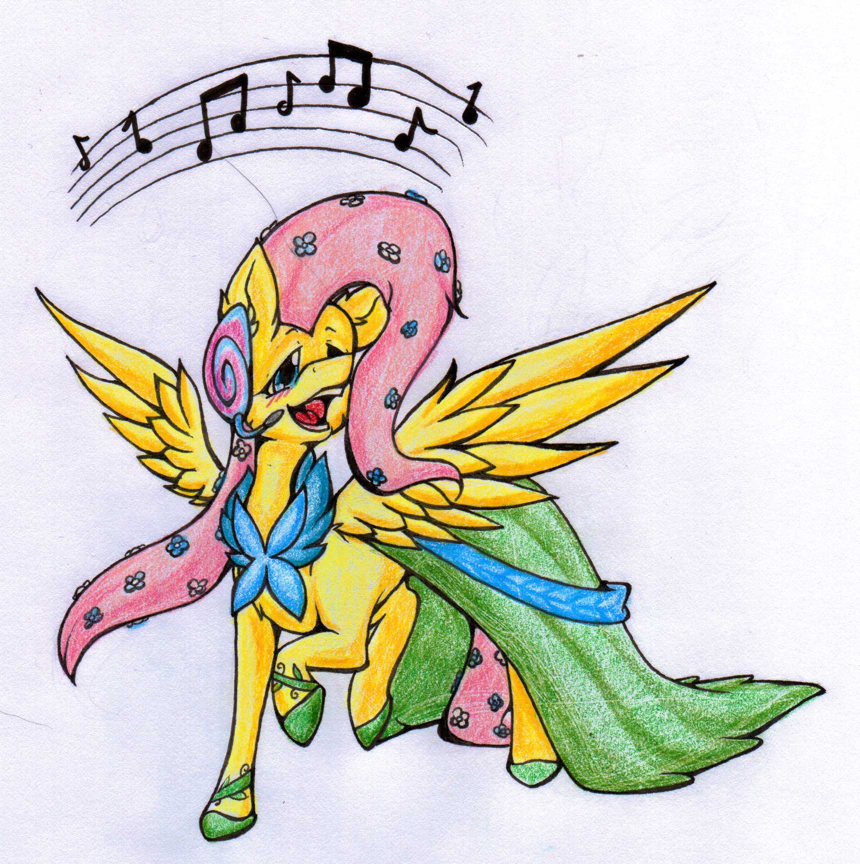 #846576 - safe, artist:nekotigerfire, fluttershy, g4, clothes, dress ...