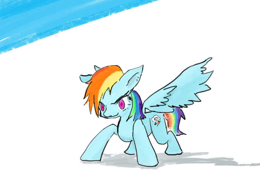 851687 Safe Artistptl Rainbow Dash Backwards Cutie Mark Female Pixiv Smirk Solo