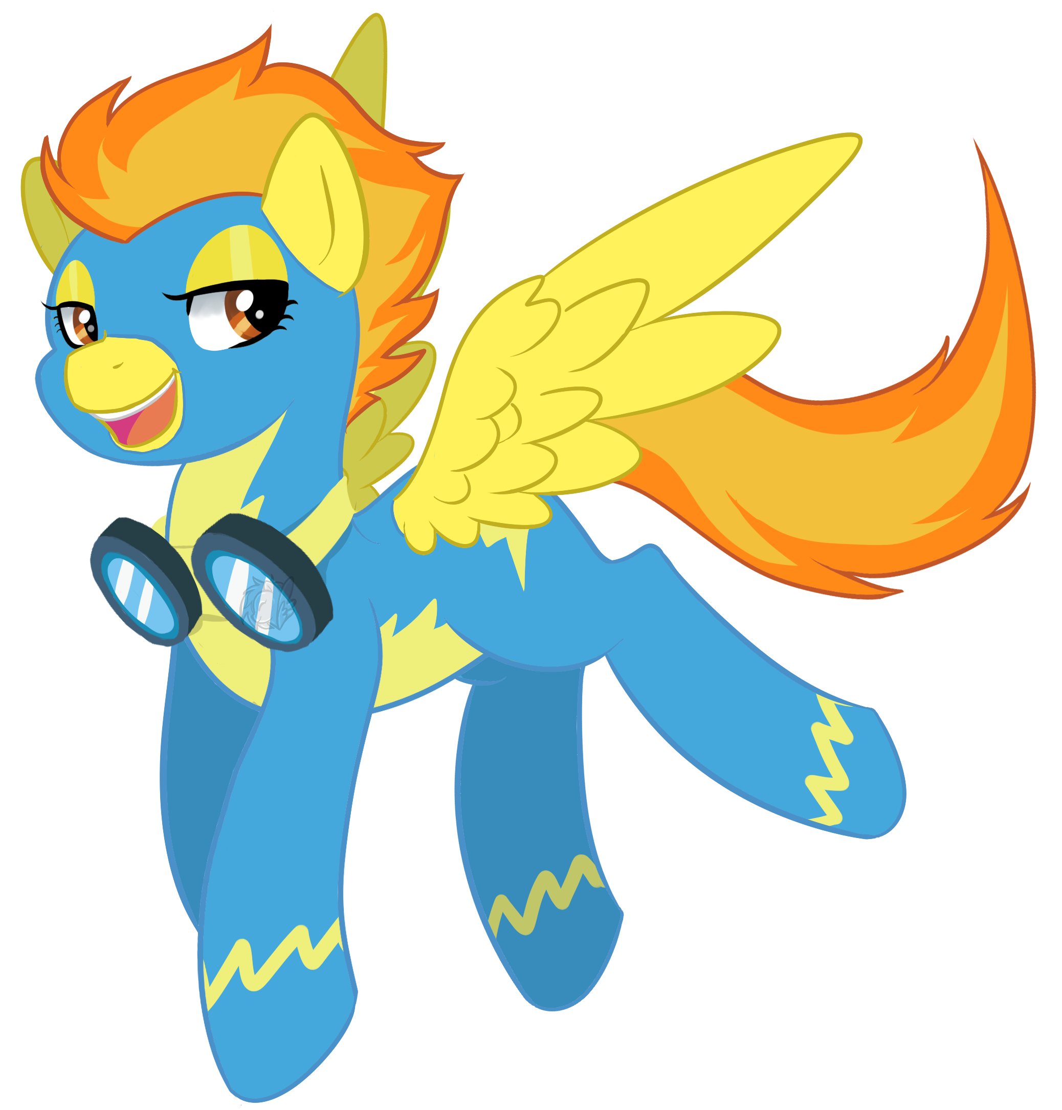 #855508 - safe, artist:bumblebun, spitfire, female, flying, goggles ...