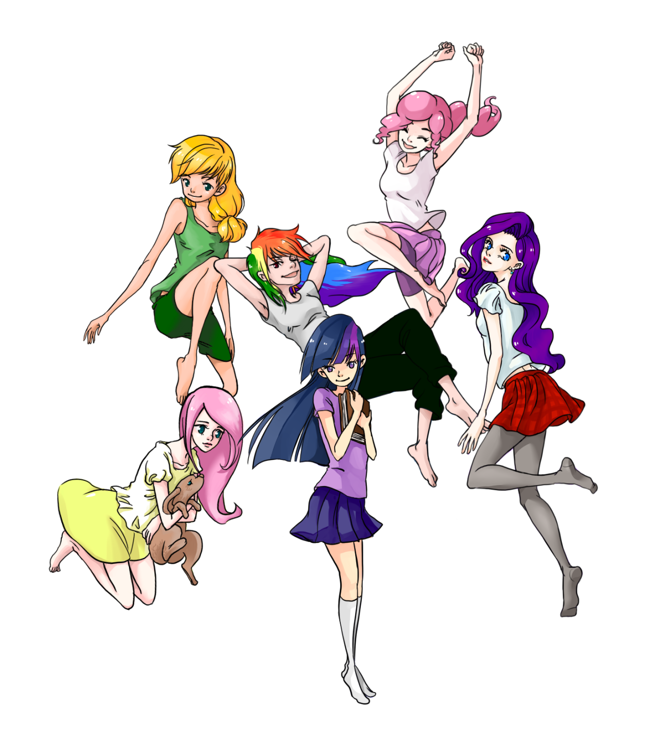 #845957 - safe, artist:hot1988love, applejack, fluttershy, pinkie pie ...